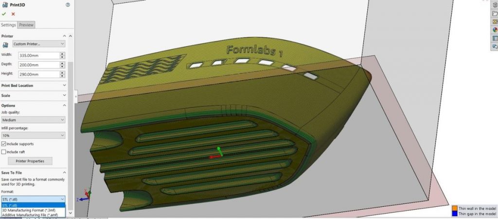 SOLIDWORKS primer: modeliranje in pregled datotek z namenom 3D tiska